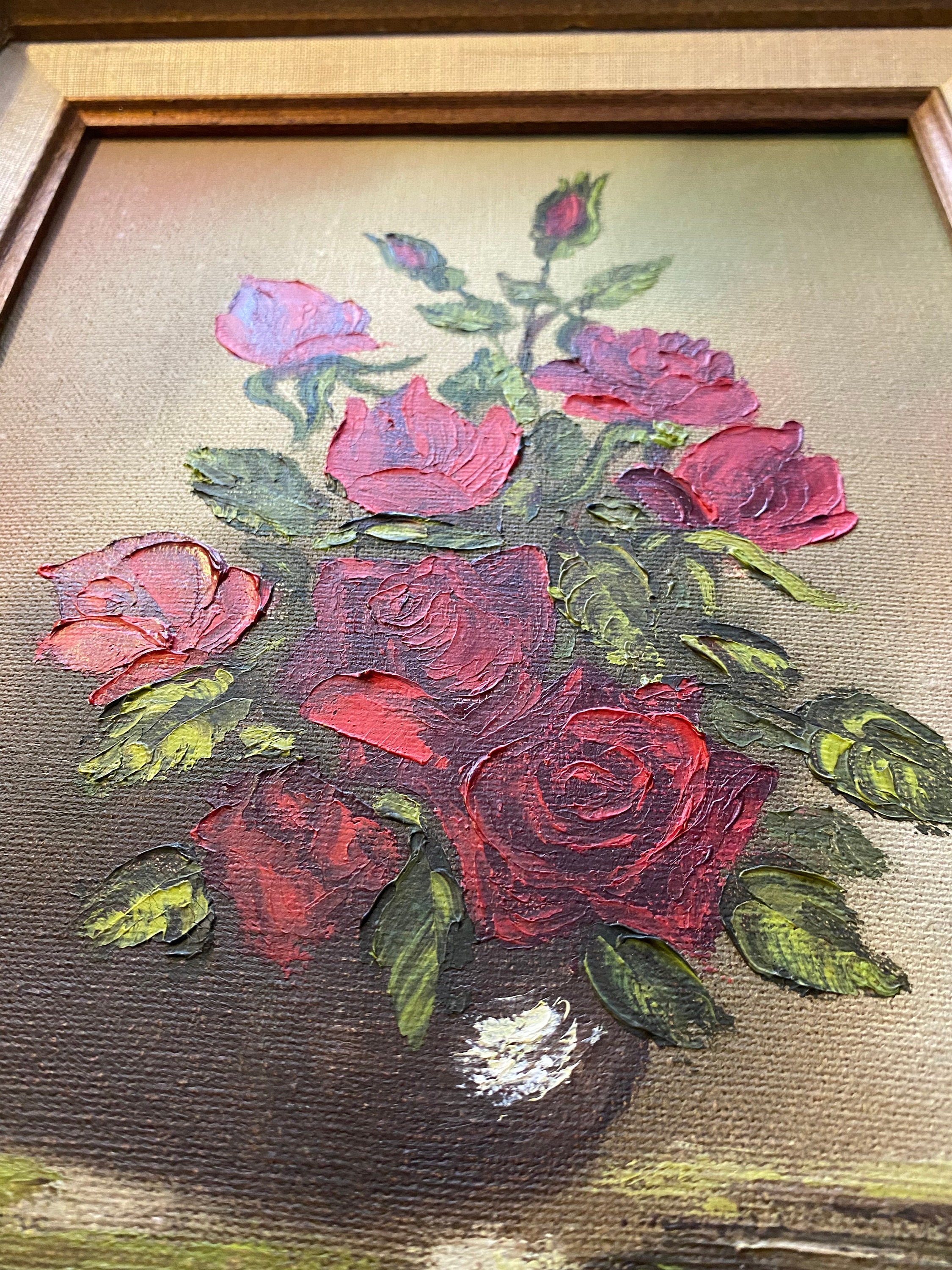 Original Framed Red Rose Oil Painting | Etsy Canada