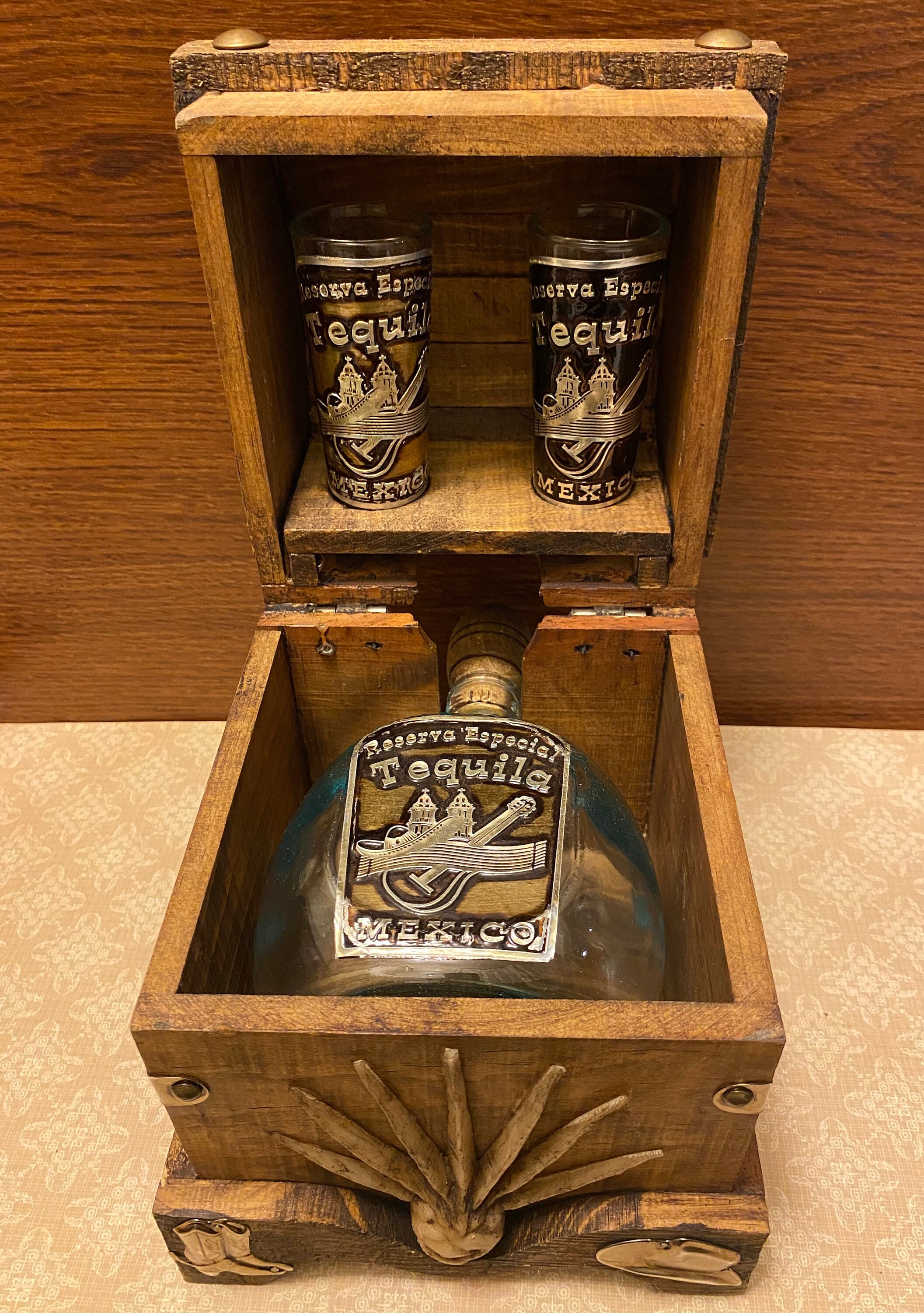 Rustic Handcrafted Wooden Tequila Box Set - Etsy