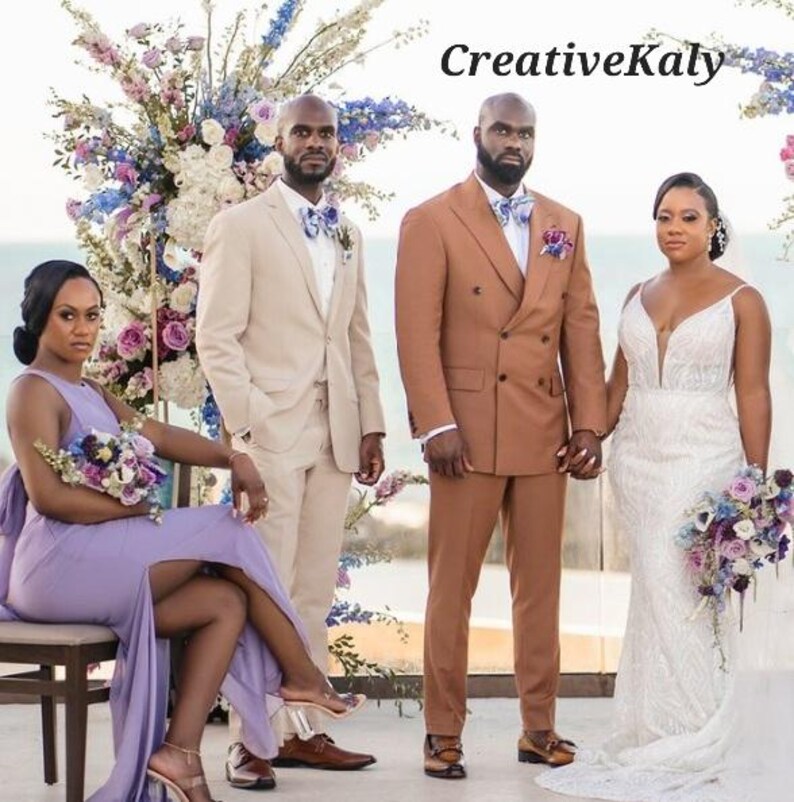 Luxury Double Breasted Rust Suit for Men Party Wear, Grooms Men Suit ...