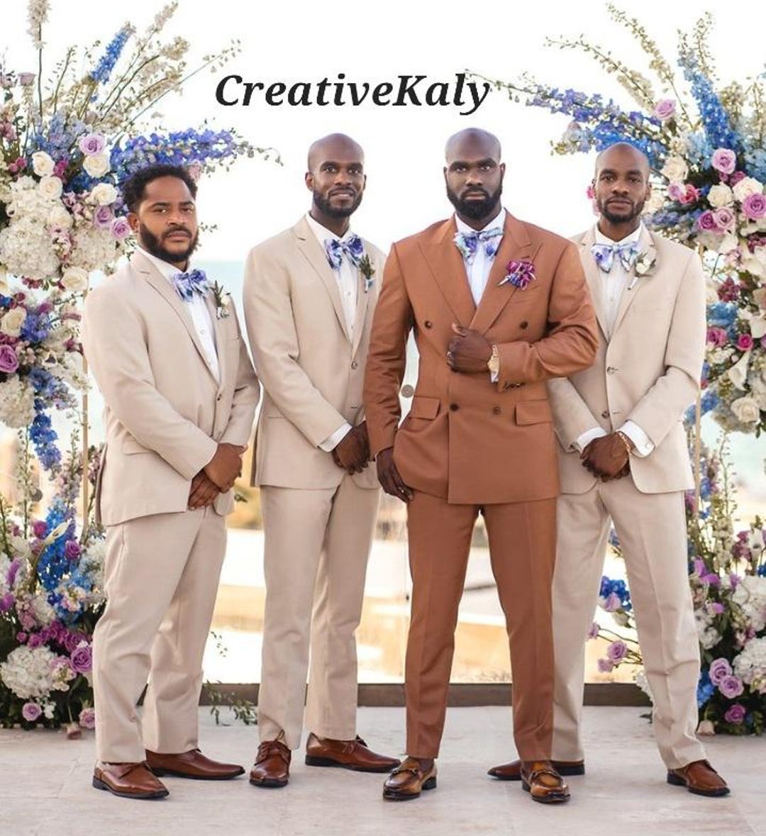 Luxury Double Breasted Rust Suit for Men Party Wear, Grooms Men Suit ...