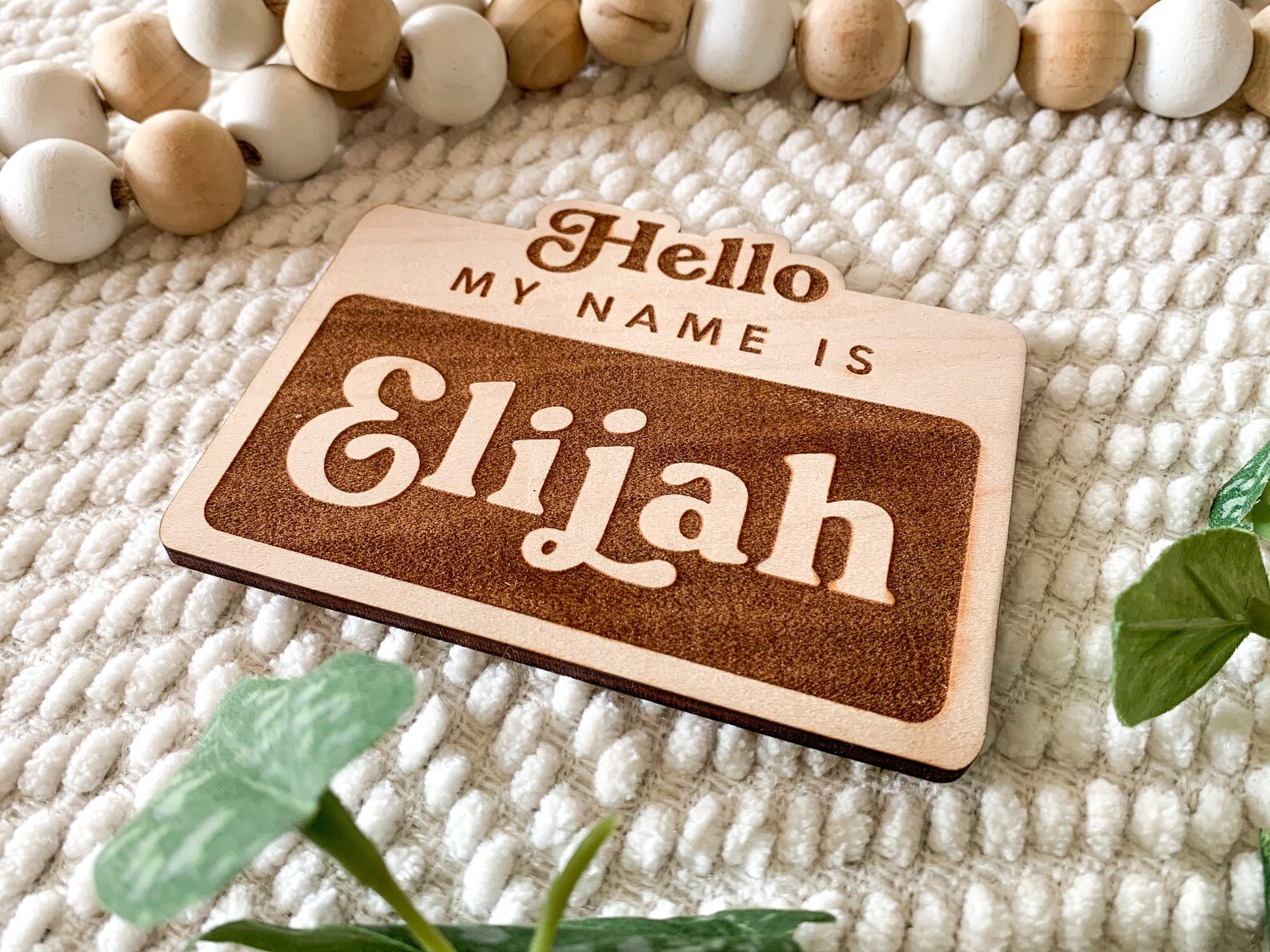 Hello My Name is Wooden Sign Modern Baby Announcement - Etsy