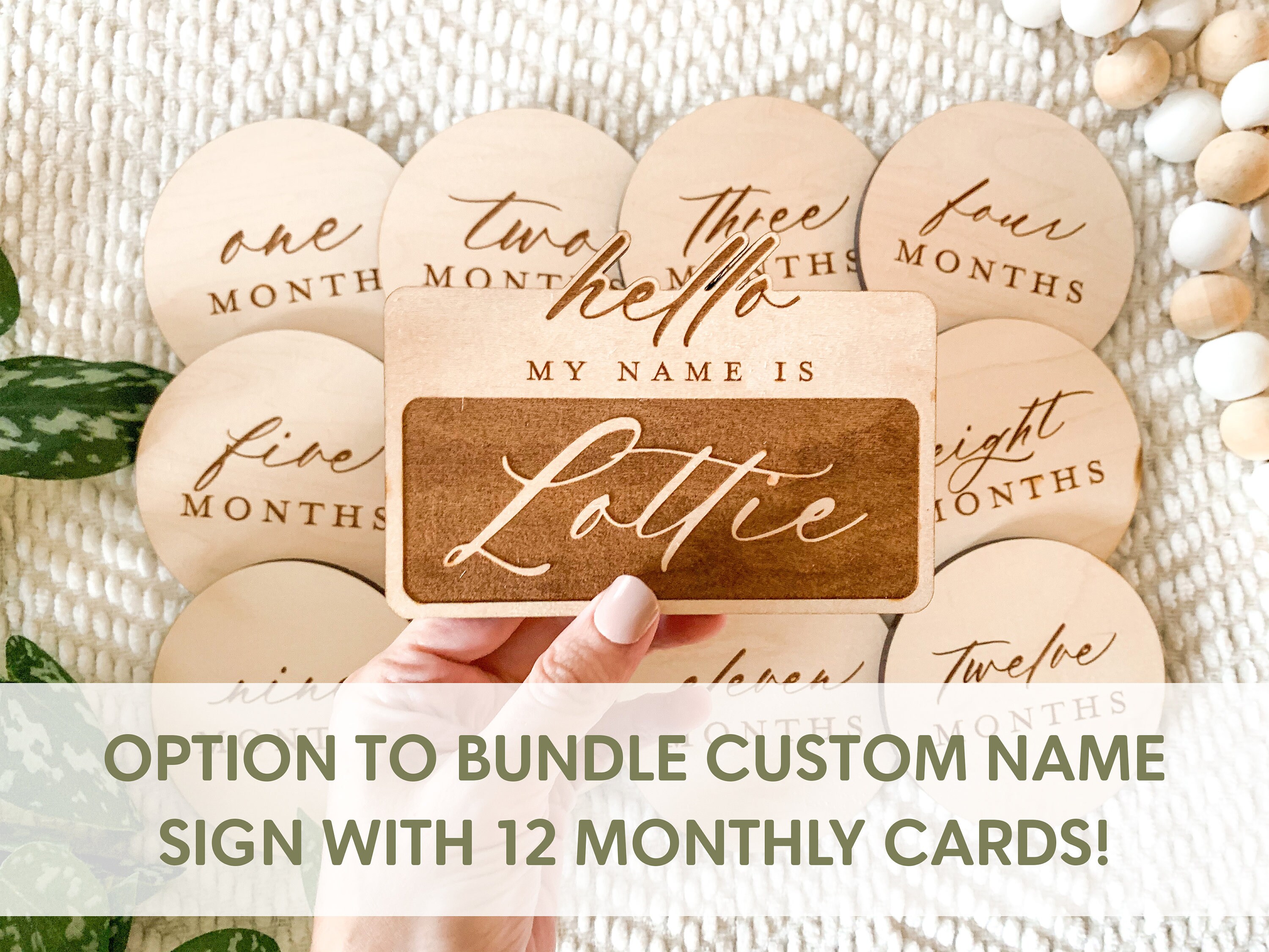 Wooden Monthly Milestone Cards Script Milestone Markers | Etsy