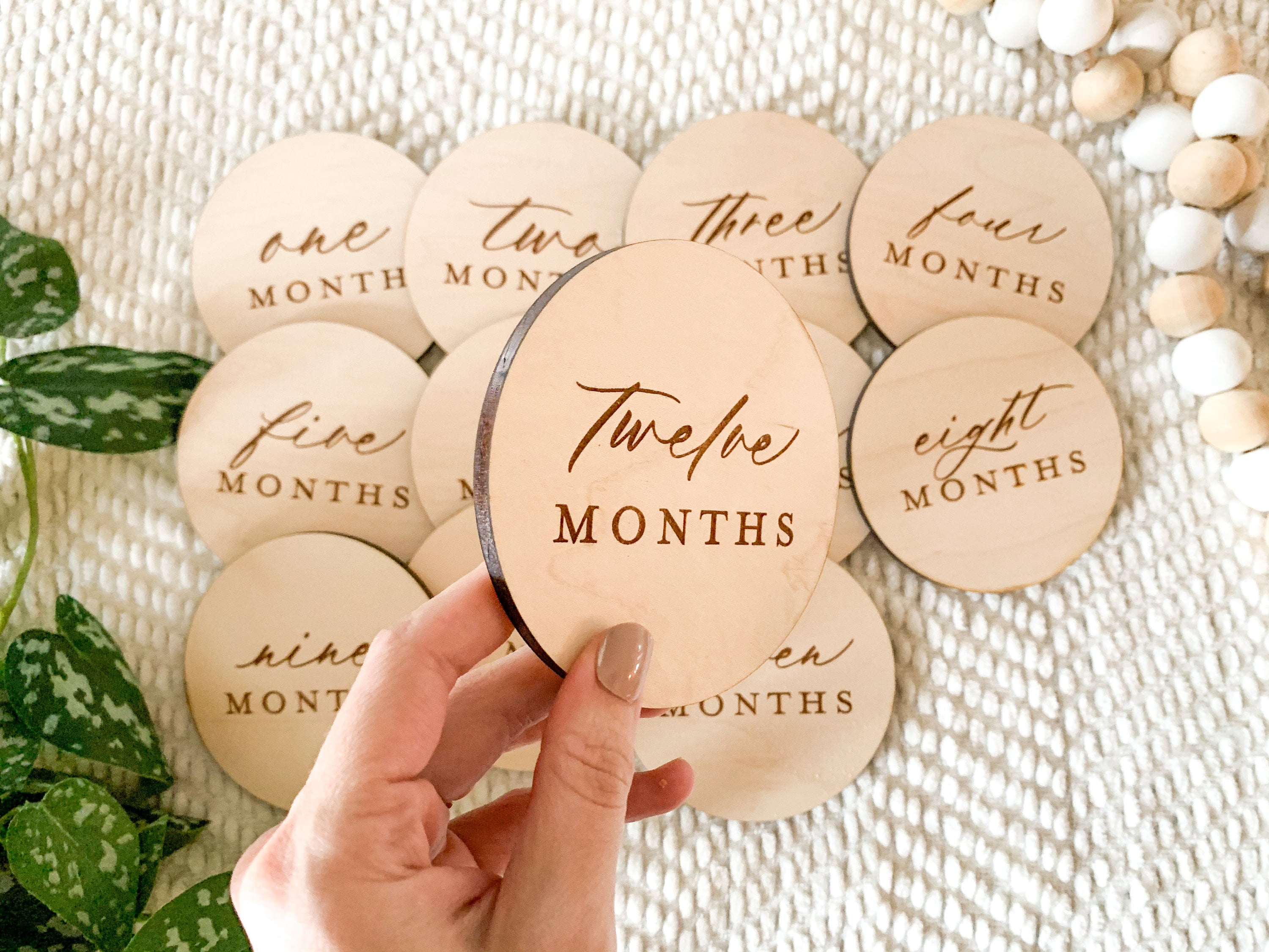 Wooden Monthly Milestone Cards Script Milestone Markers | Etsy