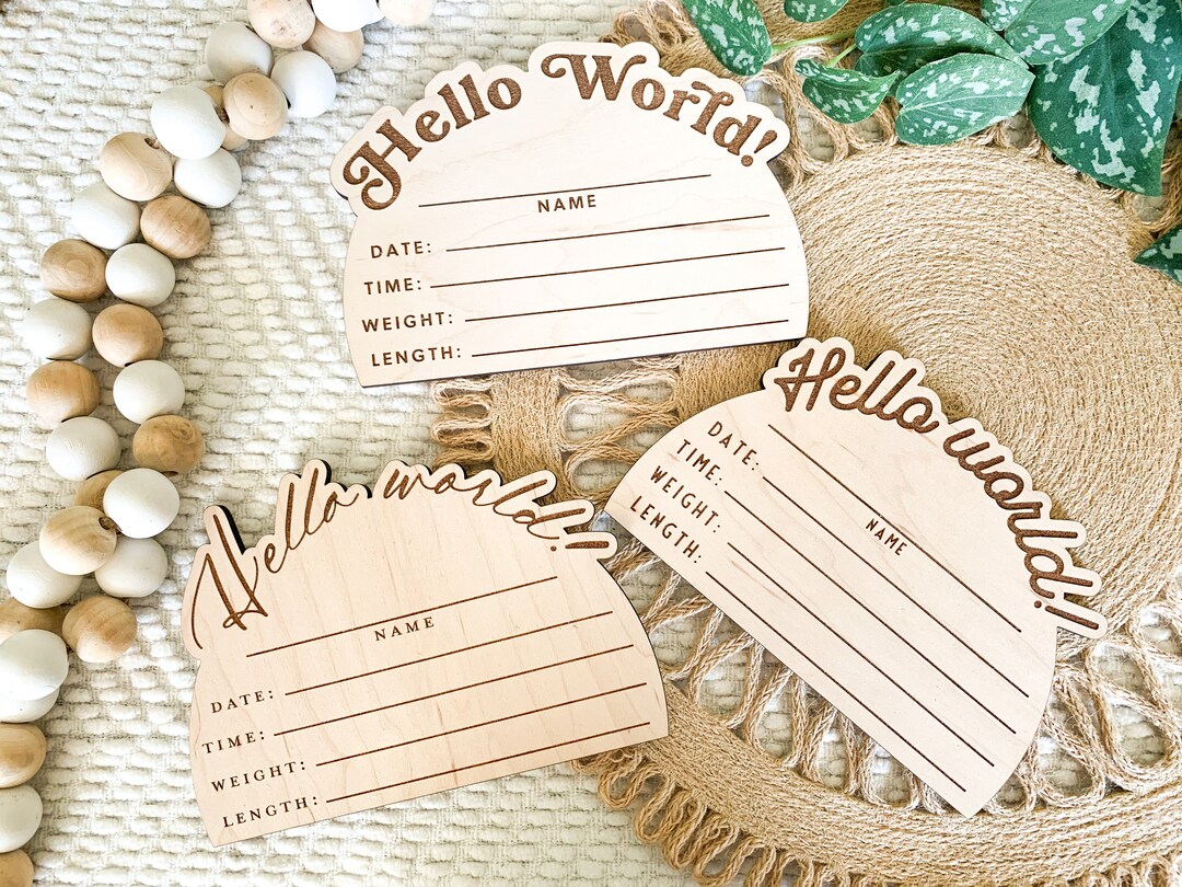 Wooden Baby Stats Sign for Hospital, Hello World Sign, I'm New Here ...