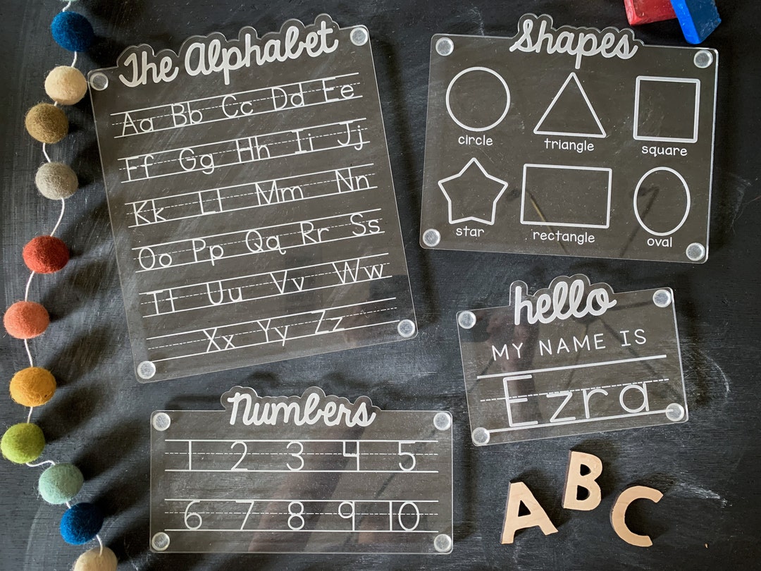 Letter, Number, and Shapes Tracing Board Bundle With Custom Name Sign ...