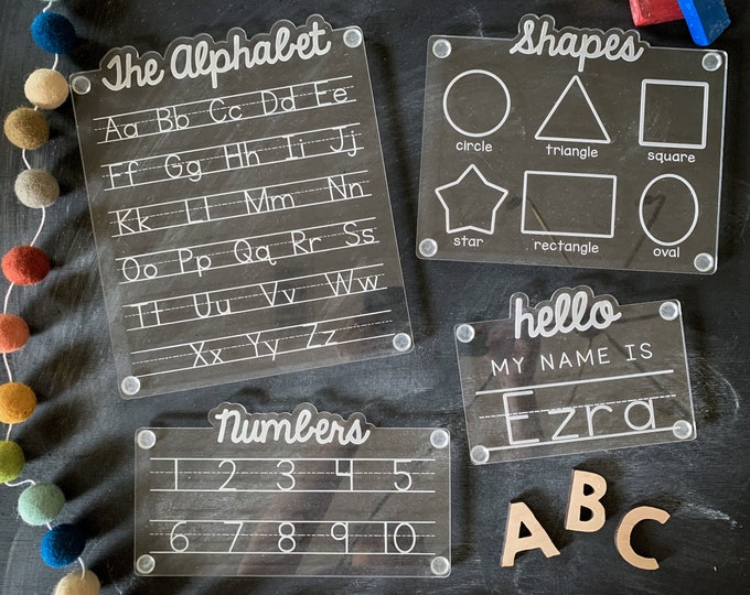 Letter, Number, and Shapes Tracing Board Bundle With Custom Name Sign ...