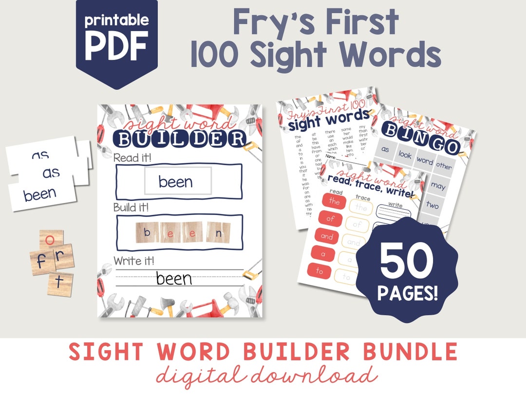 Sight Word Builder Bundle | Homeschool Printables | Summer Worksheet - Etsy