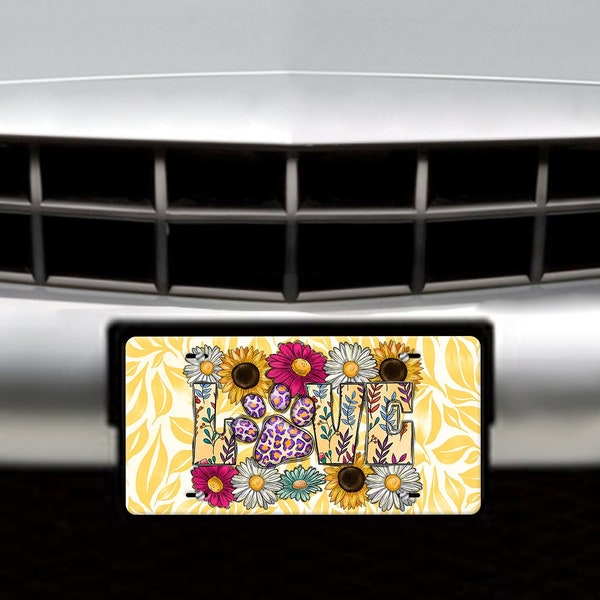 Floral License Plate - Etsy