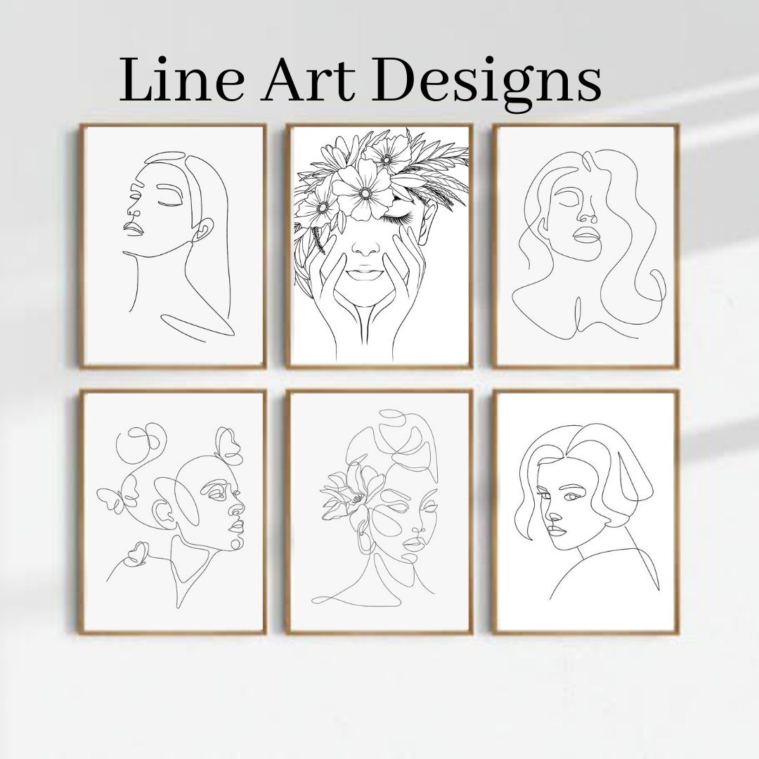 Modern Line Art Print Bundle - 6 Pieces for Stylish Home Decor, Floral ...