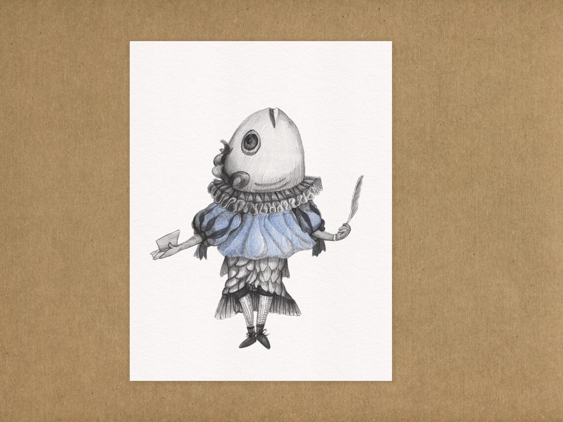 Poetic Fish Drawing, Detailed Animal Illustration in a Vintage Style ...