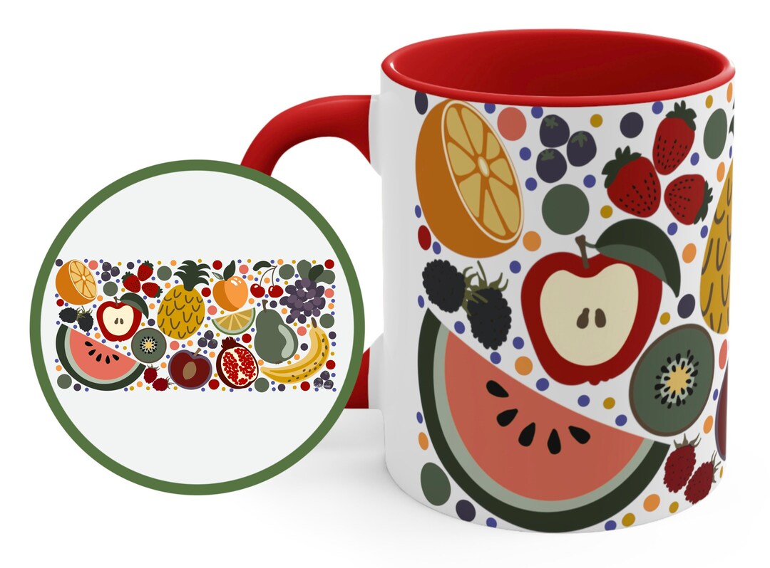 Fruit Mug Cute, Cool Mug Design, Mug With Color Inside, Gift for ...