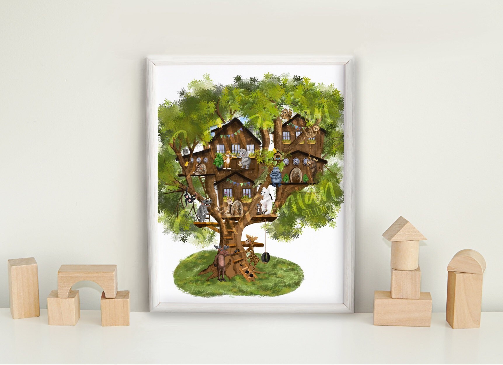 Tree House Print Animal Nursery Decor Adventure Nursery - Etsy