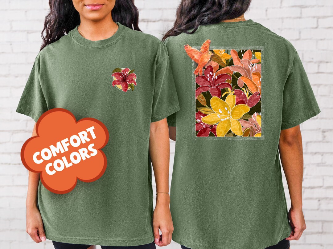 Wildflower Floral Shirt Design on Back, Two Sided Shirt Women Tshirt ...