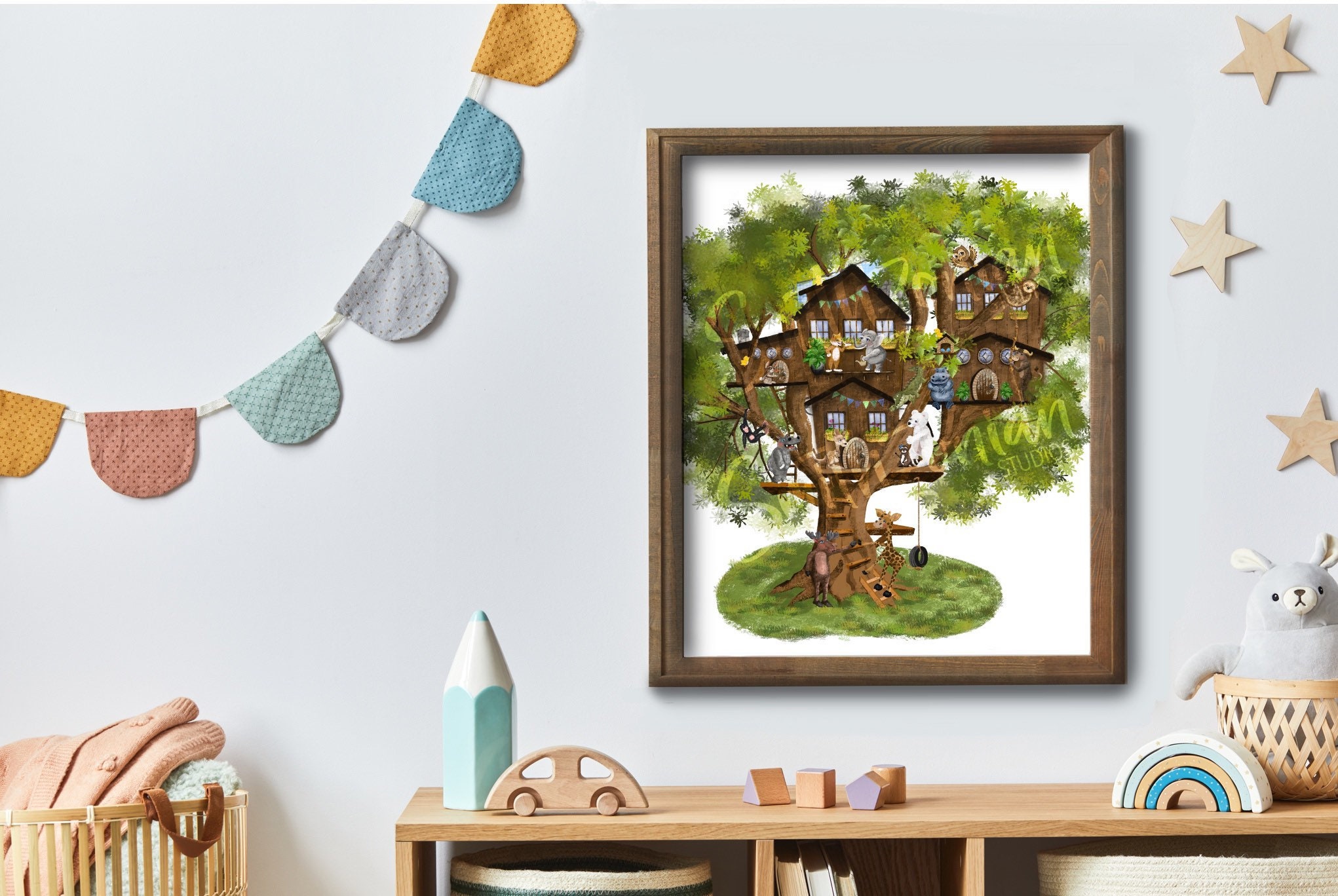 Tree House Print Animal Nursery Decor Adventure Nursery - Etsy