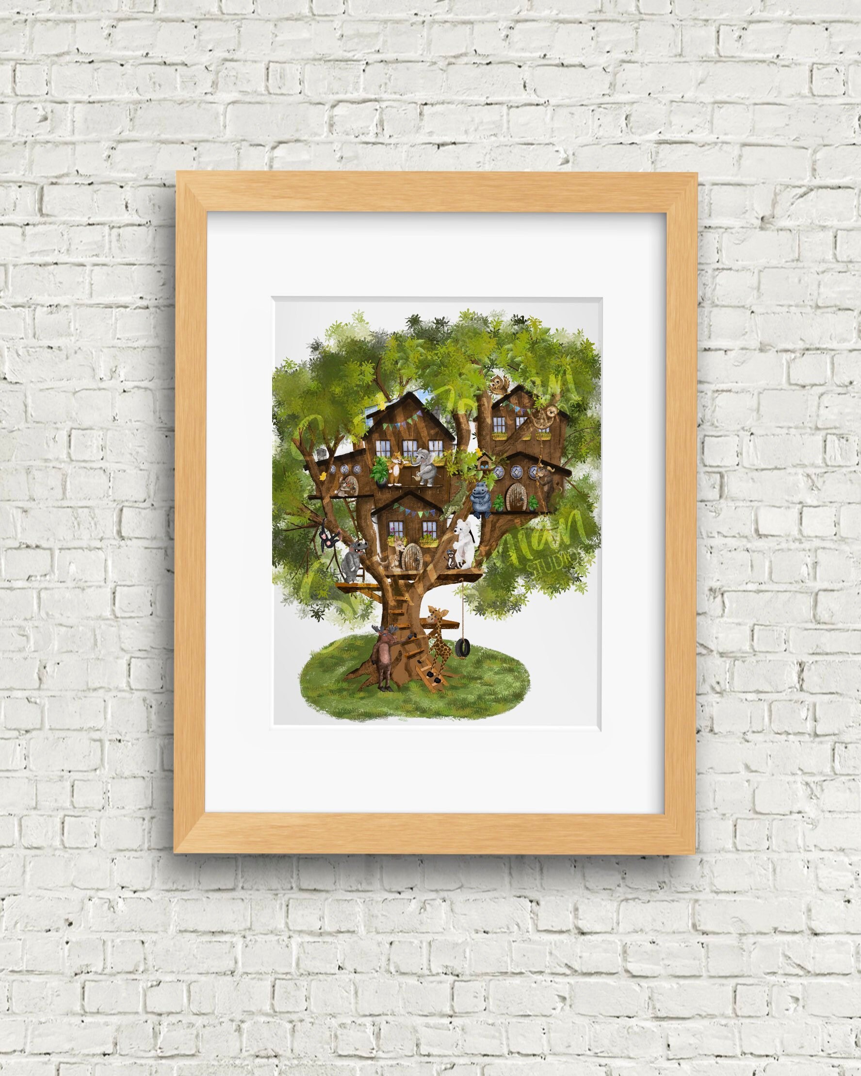 Tree House Print Animal Nursery Decor Adventure Nursery - Etsy