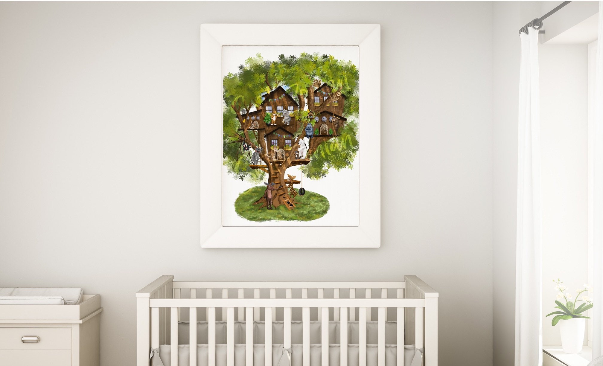 Tree House Print Animal Nursery Decor Adventure Nursery - Etsy