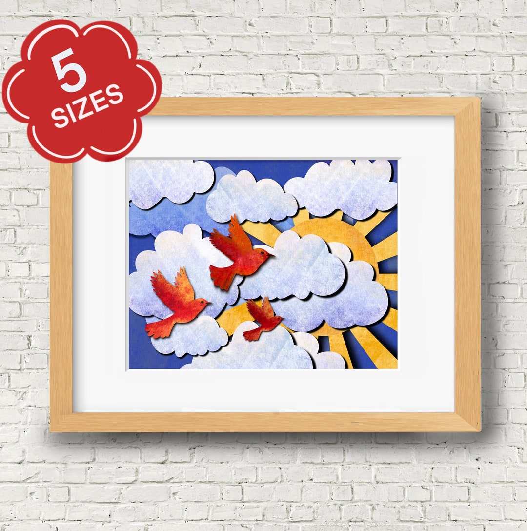 Kids Bird Art for Nursery, Cute Animal Picture for Babies, Toddler Room ...