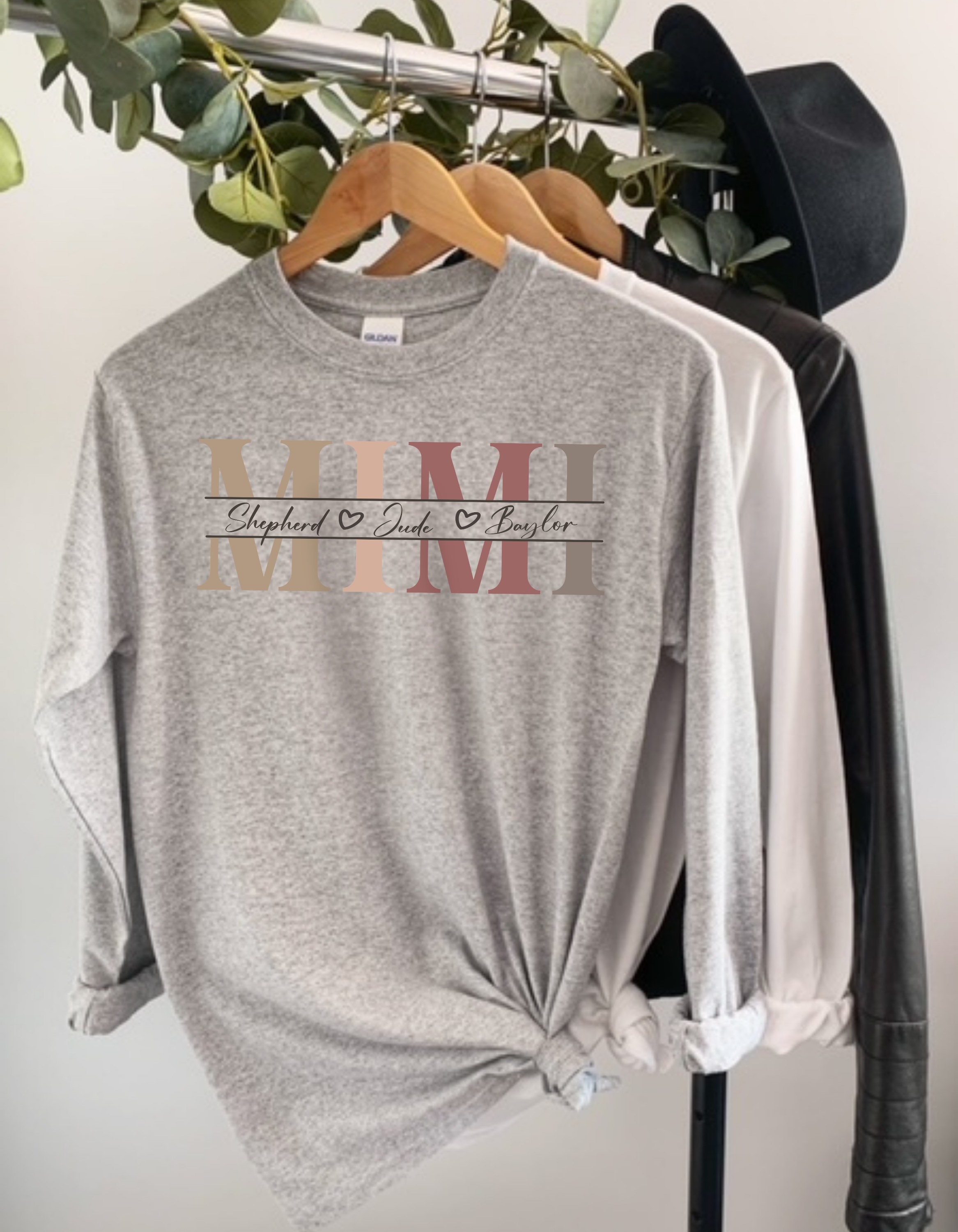 Personalized Mimi Shirt With Names Grandma Birthday Gift for - Etsy