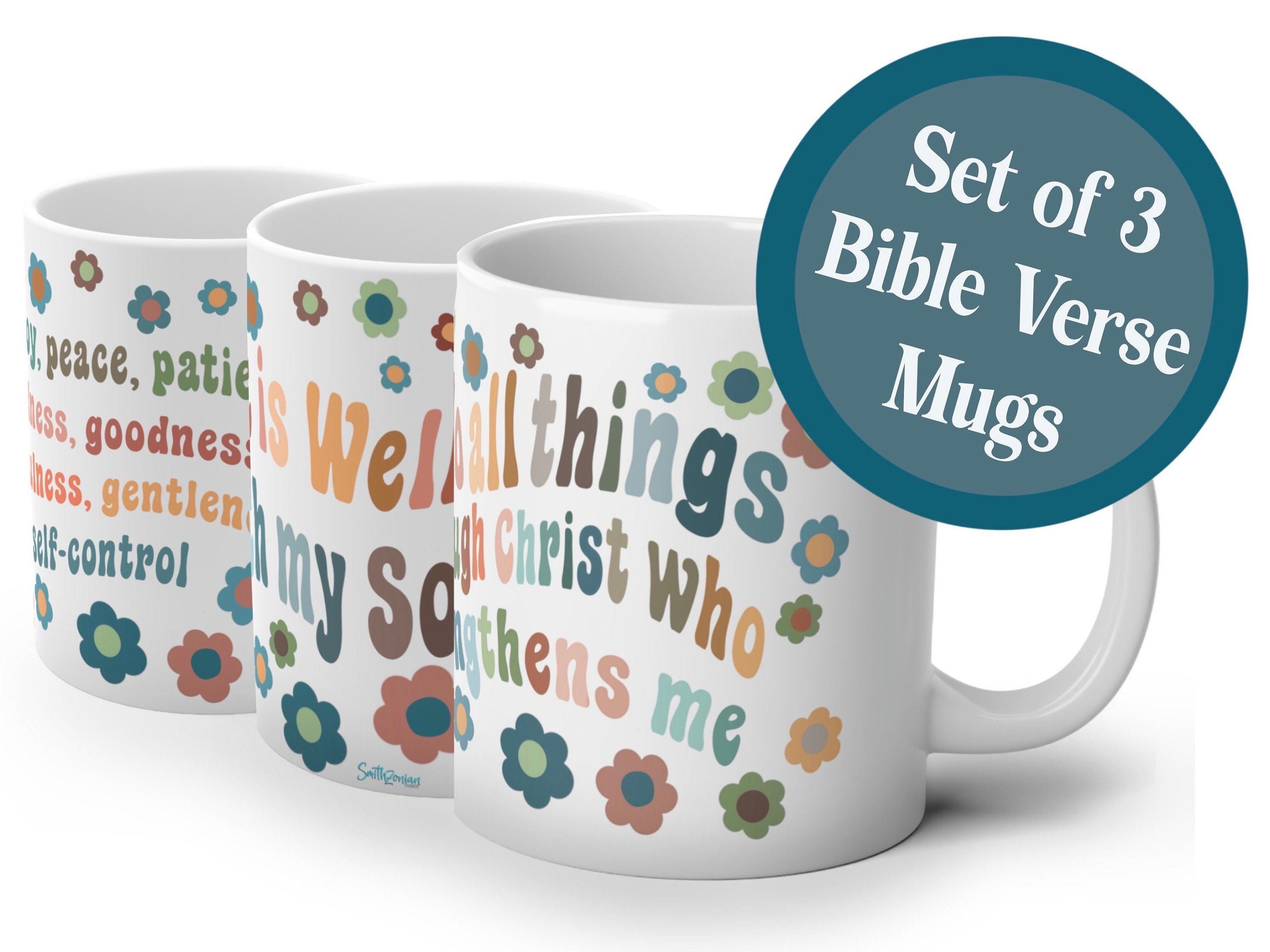 Set of Mugs Bible Verse Mugs Christian Gift for Coffee Lover, Scripture ...