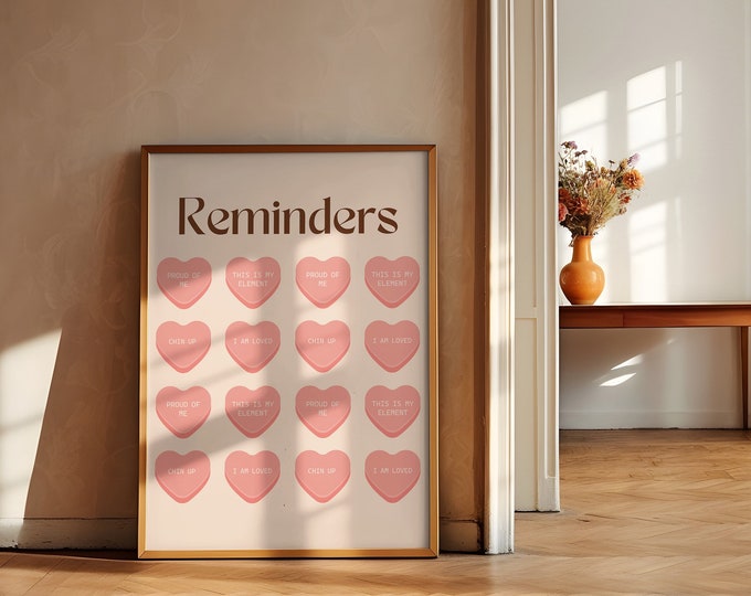 Valentine Positive Affirmations Wall Art, Pink Valentine Decor Print ...