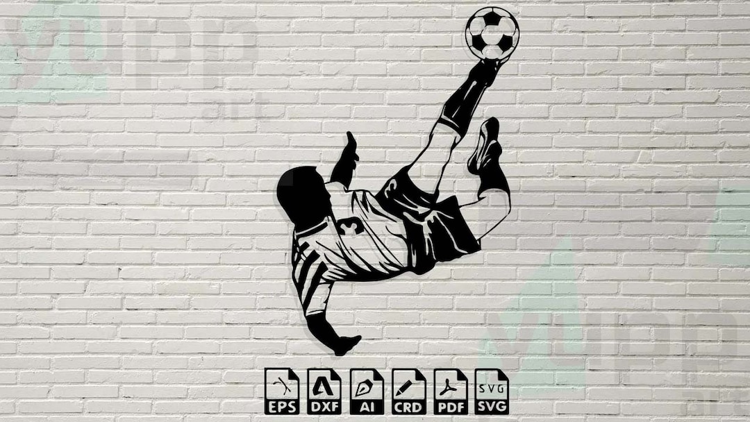 Soccer Player Footballer Shoot Cut Svg Dxf Pdf Engraving Decal ...