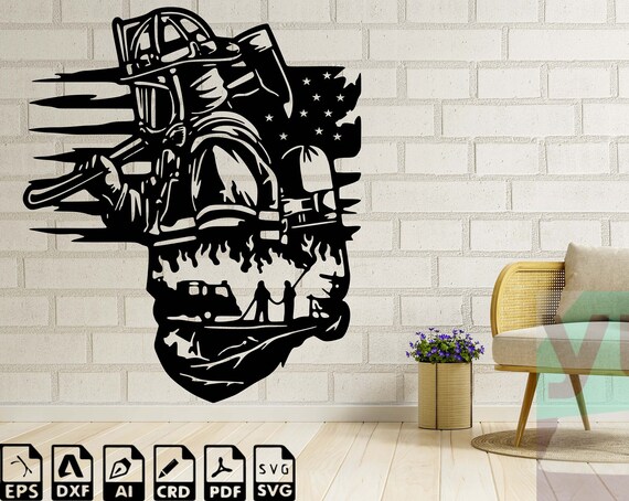 Usa Firefighter Dxf Files Usa Firefighter Laser Cut Usa - Etsy