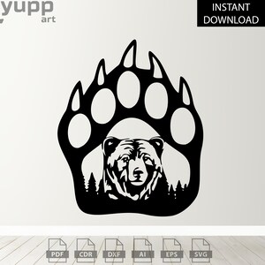 Bear Svg for Cricut, Bear Paw Cnc Laser Cut Files, Mama Bear Dxf Files ...