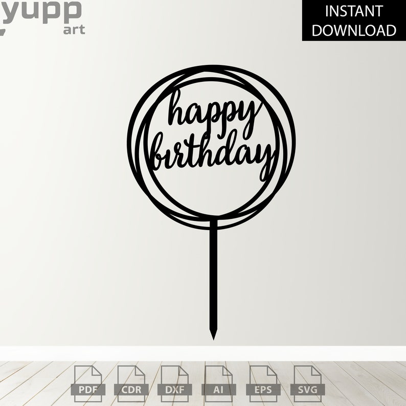 Happy Birthday Cake Stake Svg Birthday Sign Cnc Laser Cut - Etsy