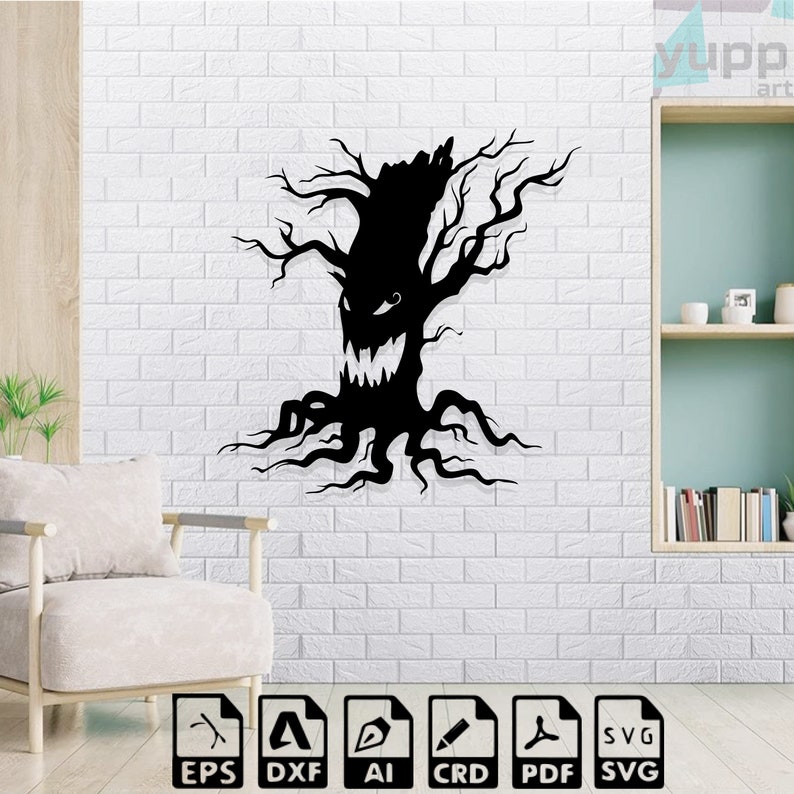 Scary Tree Dxf Files Scary Tree Laser Cut Scary Tree Svg File - Etsy