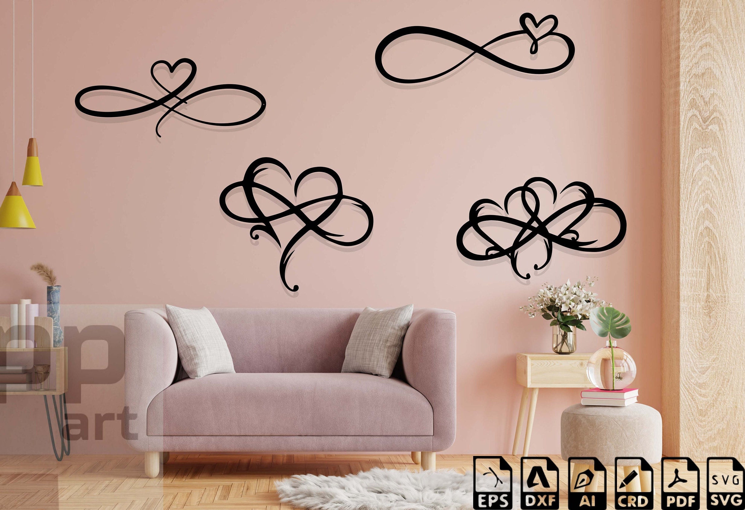 Infinity Heart 4 Designs Art Laser Cut Svg Dxf Pdf Engraving - Etsy