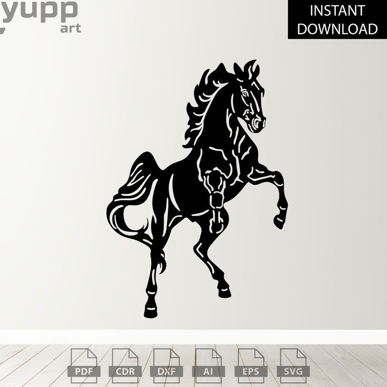 Horse Rearing Cnc Farm Animals Svg Cut Svg Dxf Pdf Engraving Decal ...
