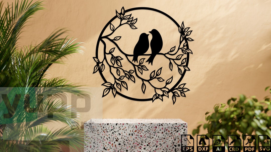 2 Birds on Branch Cnc Files Laser Cut Svg Dxf Pdf Engraving Decal ...