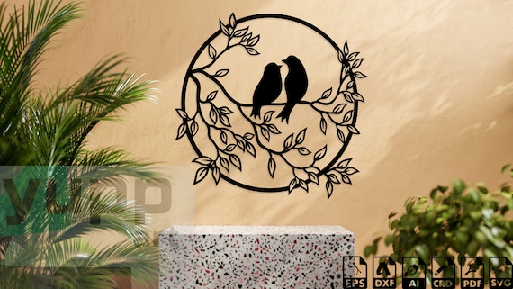 2 Birds on Branch Cnc Files Laser Cut Svg Dxf Pdf Engraving - Etsy