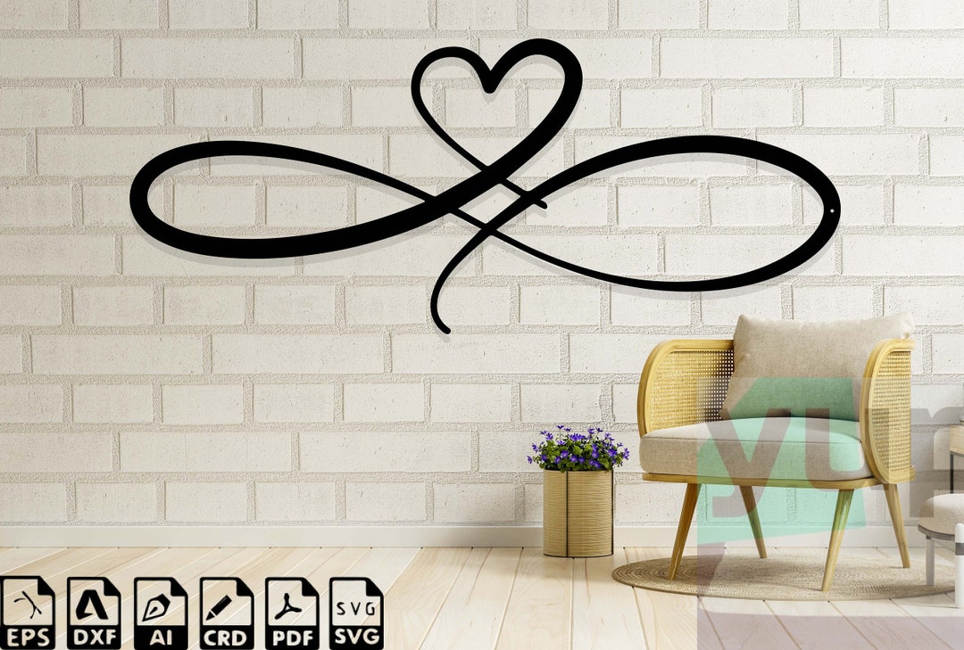 Infinity Heart Metal Wall Decor Laser Cut Svg Dxf Pdf Engraving Decal ...