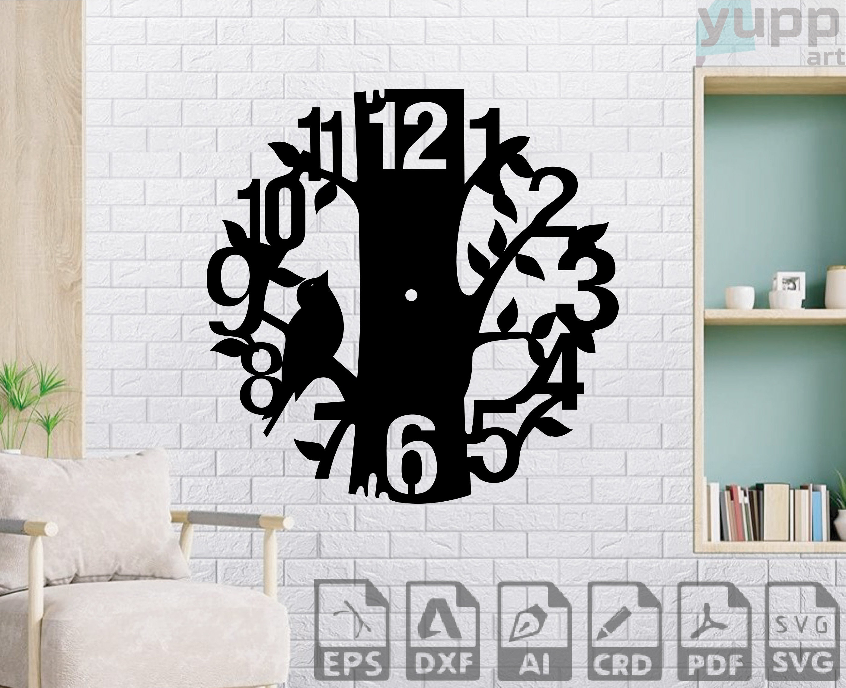 Tree Clock Dxf Files Tree Clock Laser Cut Tree Clock Svg File for ...