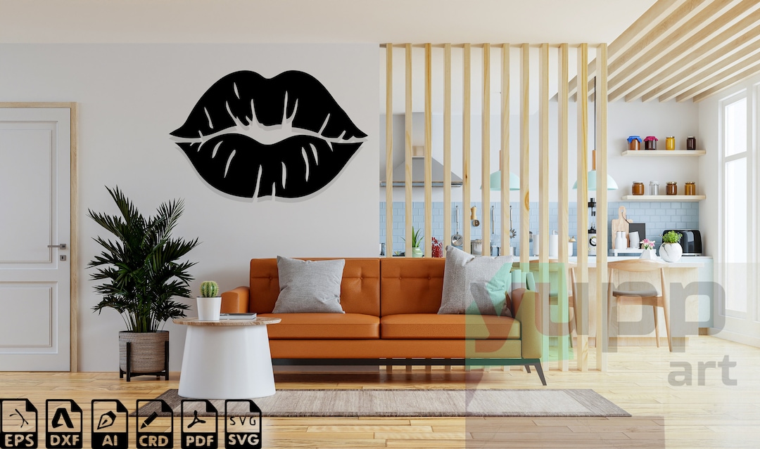 Lips Dxf Files Lips Laser Cut Lips Svg File for Cricut Lips Metal Wall ...