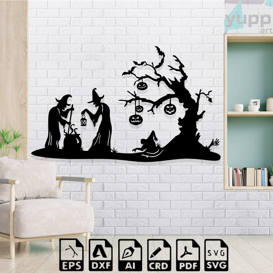 Halloween Witches Dxf Files Halloween Witch Laser Cut Witch Svg File ...