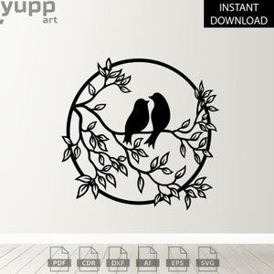 2 Birds on Branch Cnc Files Laser Cut Svg Dxf Pdf Engraving Decal ...