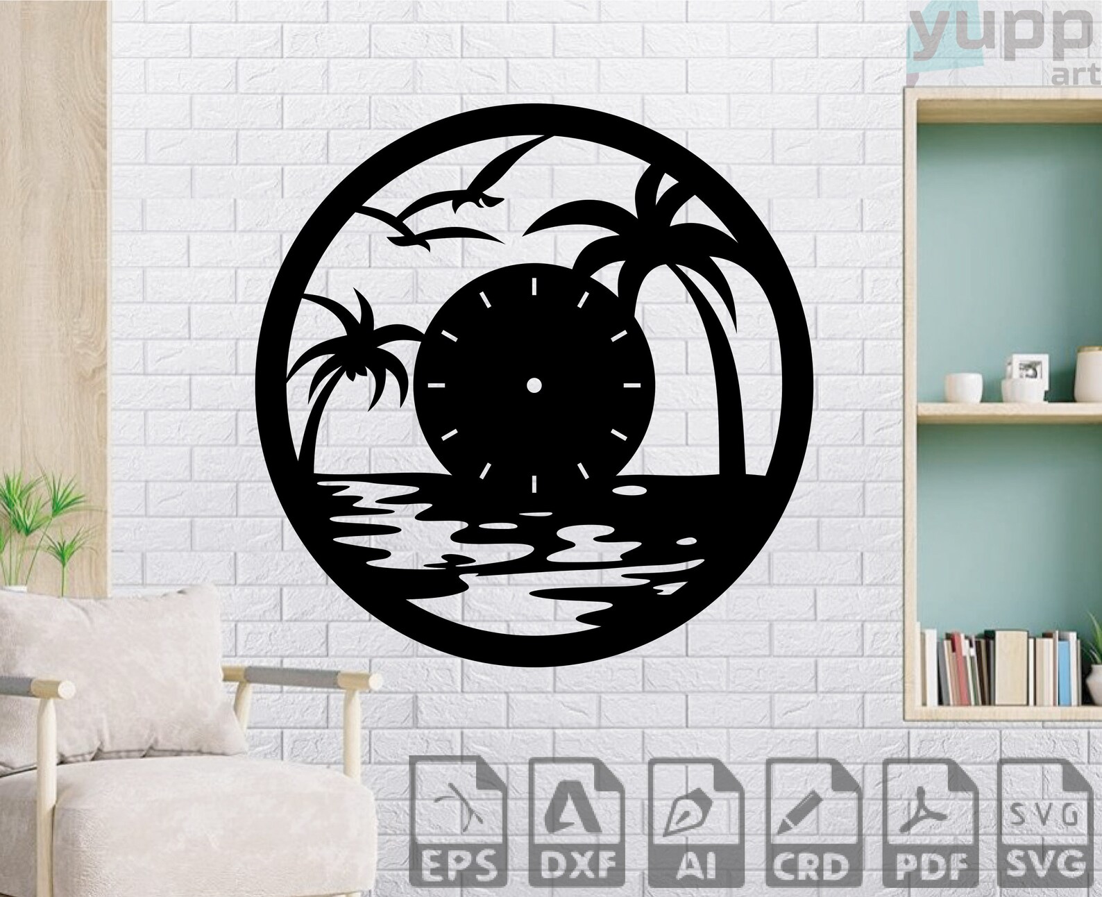 Beach Clock Cut Files Clock Svg Summer Clock Laser Cut Palm - Etsy