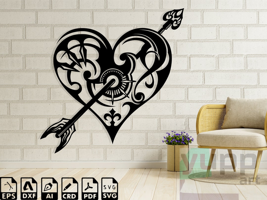 Arrow Heart Svg for Cricut, Love Cnc Laser Cut Files, Mechanic Heart ...
