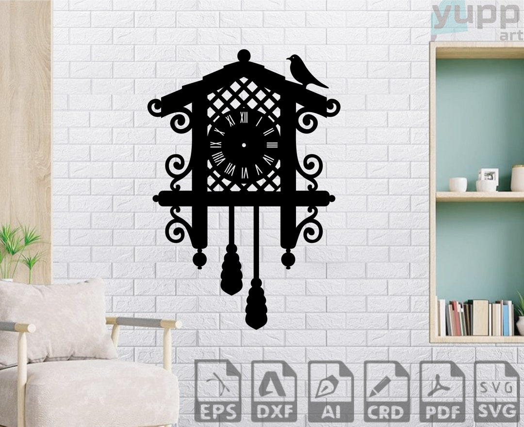 Bird Clock Cut and Print Files, Birdhouse Clock Laser Cut, Cuckoo Clock ...