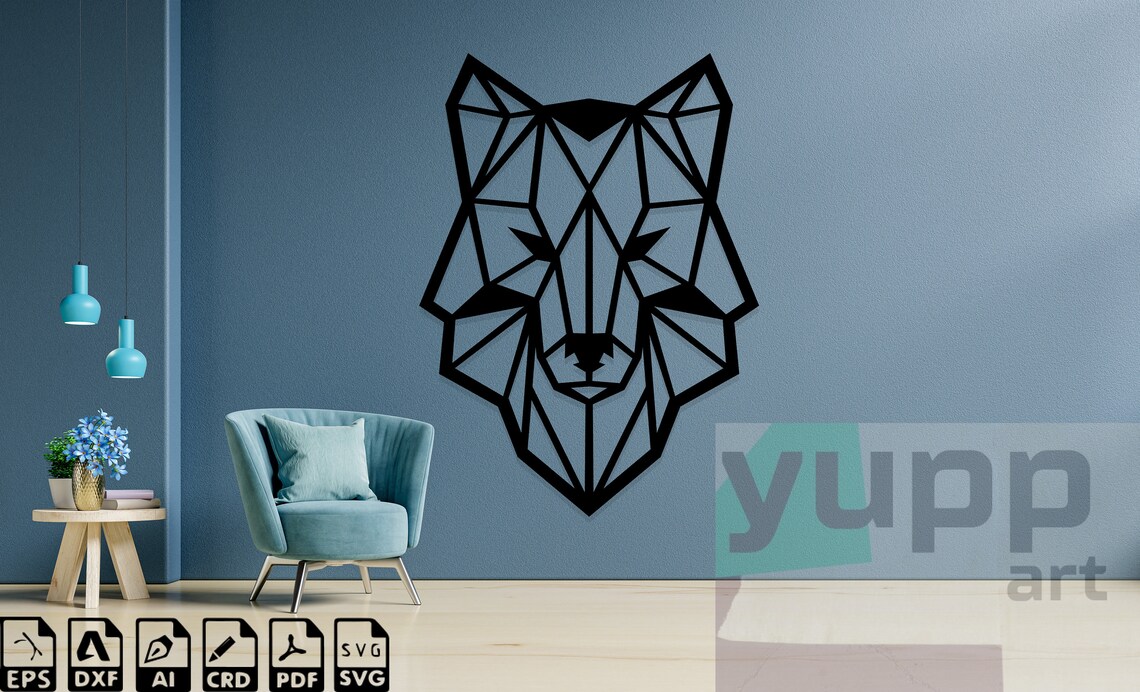 Geometric Polygon Wolf Face Cnc Svg Laser Cut Svg Dxf Pdf Engraving ...