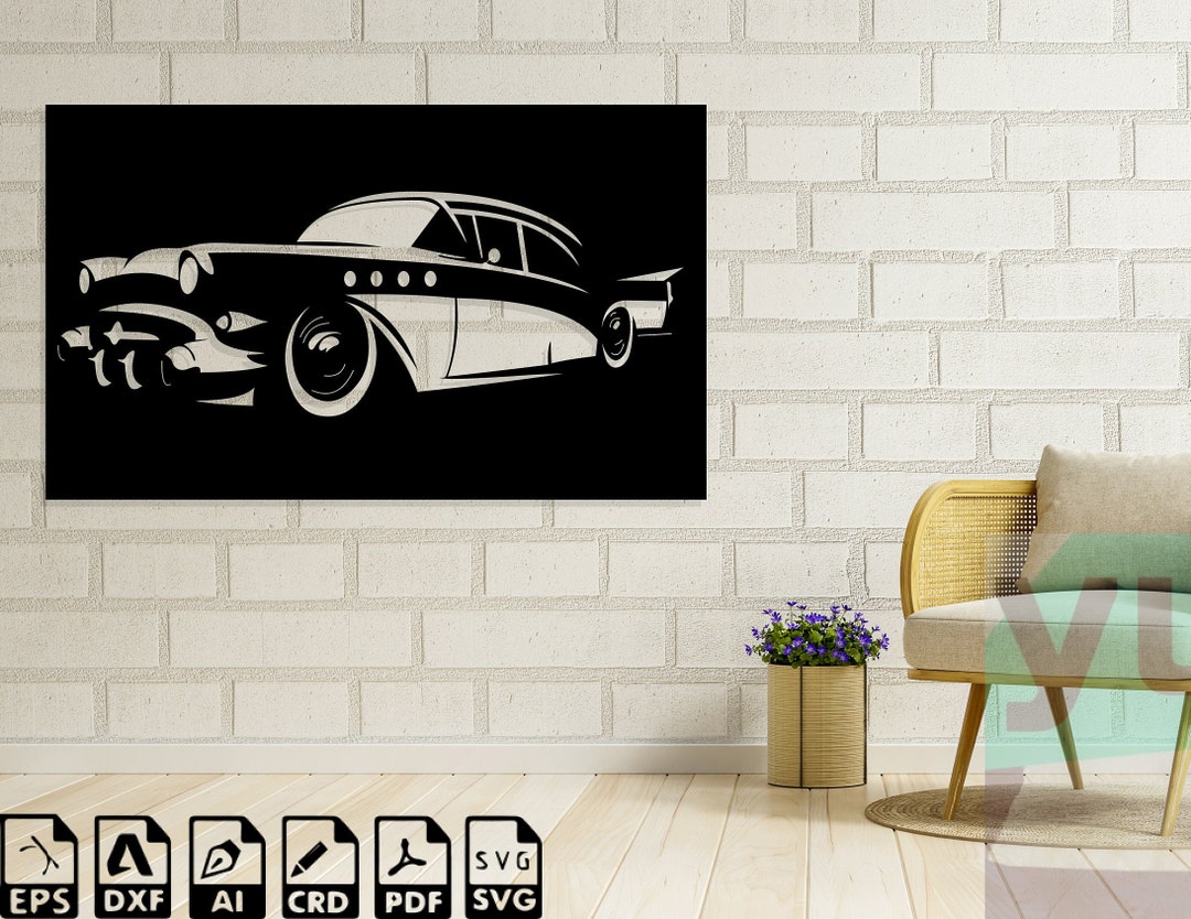 Vintage Car Cnc Svg Design Laser Svg Dxf Pdf Sticker Engraving ...
