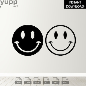 Smiley Face Cut and Print File - Happy Face Emoji Instant Download SVG ...