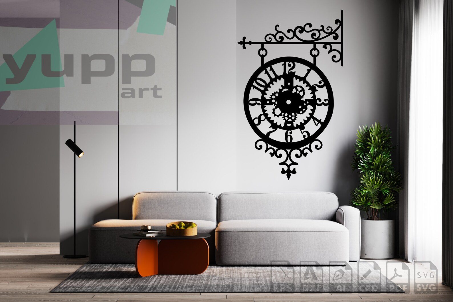 Mid Century Clock SVG and Cut Files Large Wall Clock Laser - Etsy