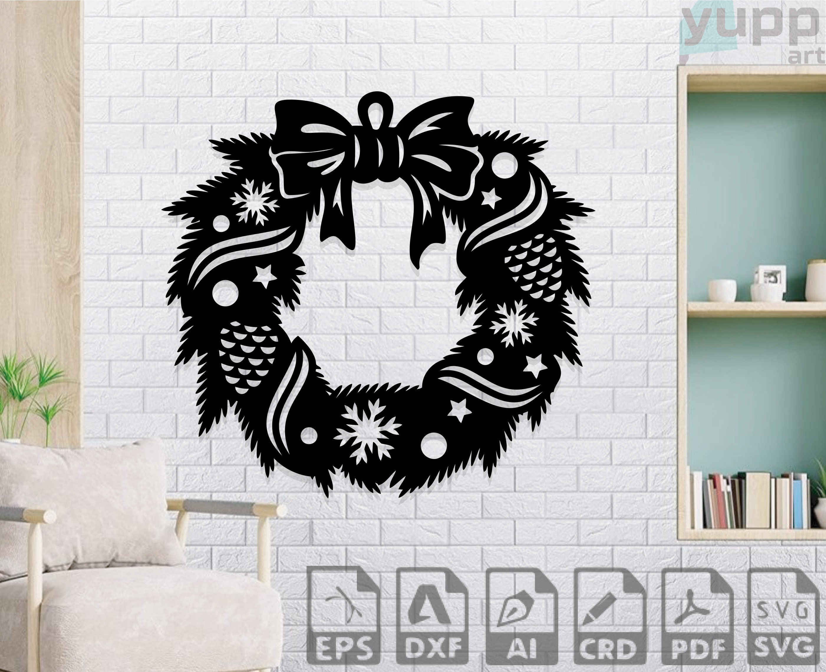 Wreath of Flower Svg Door Wreath Dxf Files Laser Cut Christmas Wreath ...