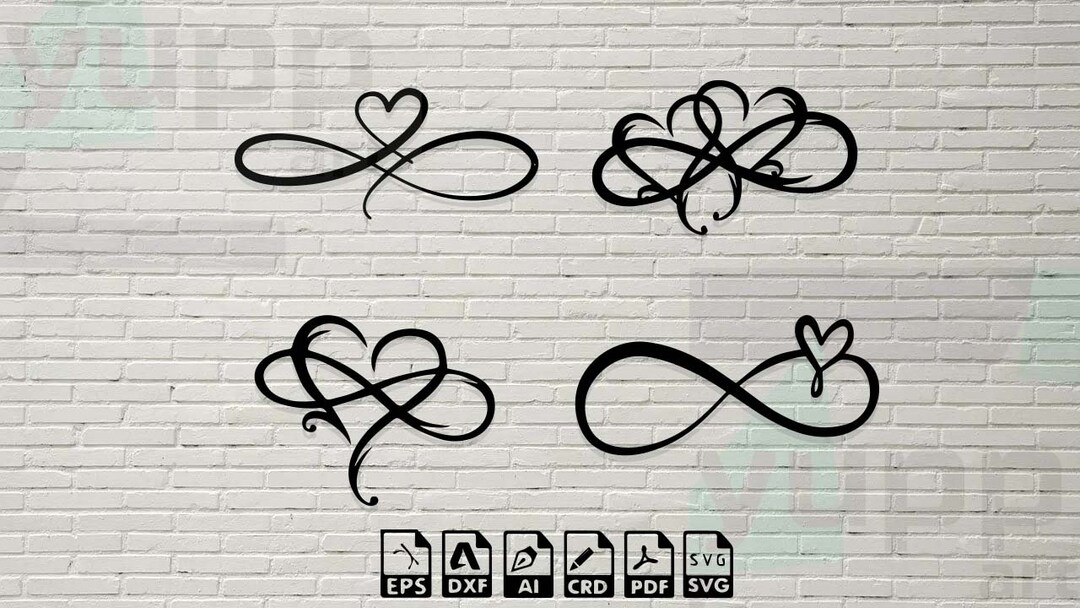 Infinity Heart 4 Designs Art Laser Cut Svg Dxf Pdf Engraving Decal ...