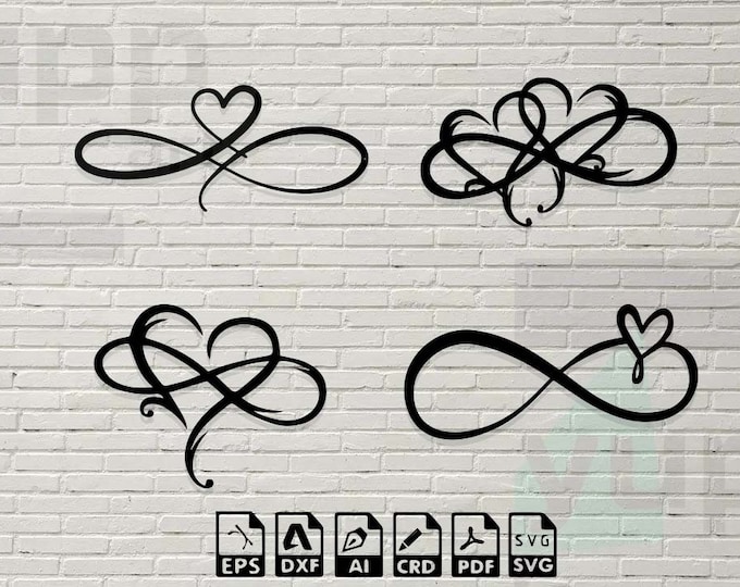 Infinity Heart 4 Designs Art Laser Cut Svg Dxf Pdf Engraving - Etsy