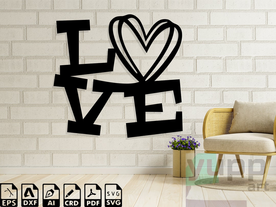 Love Sign Svg for Cricut, Heart Silhouette, Valentines Cnc Laser Cut ...