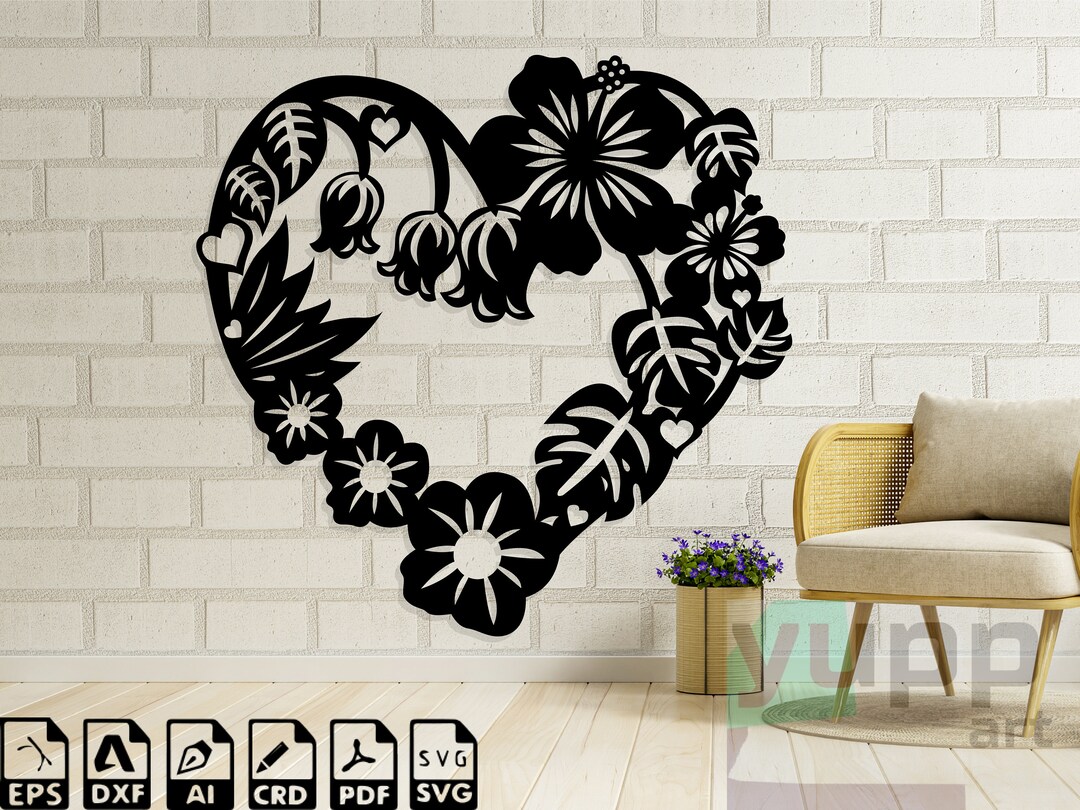 Heart Love Floral Svg for Cricut, Love Flower Silhouette, Valentines ...